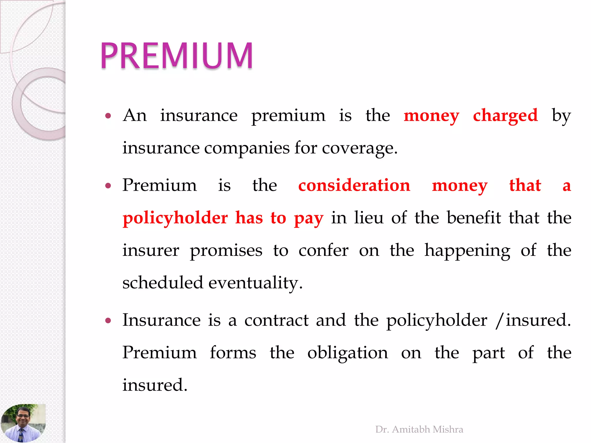 Calculation of premium in life insurance by Dr. Amitabh Mishra | PDF