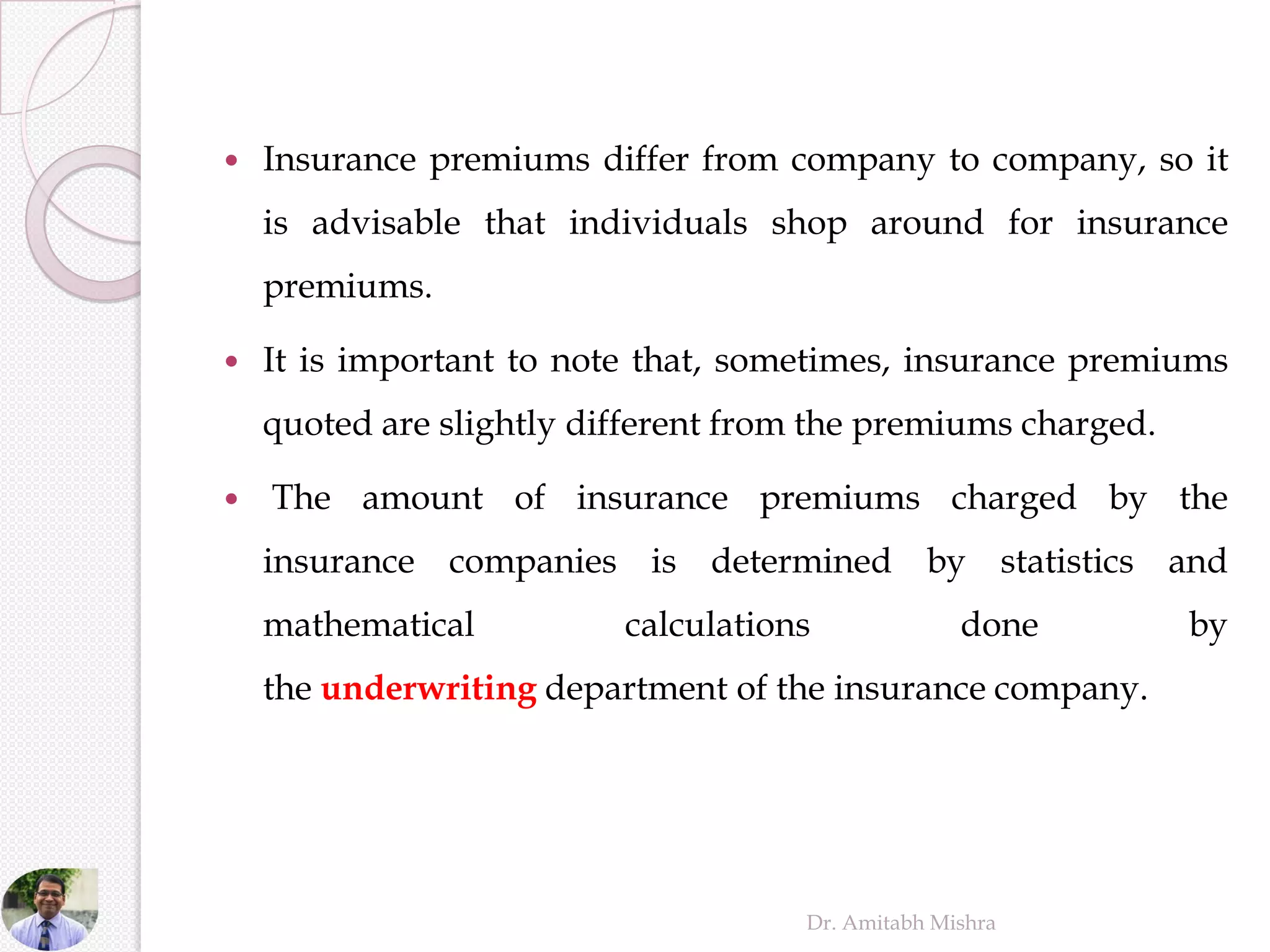Calculation of premium in life insurance by Dr. Amitabh Mishra | PDF