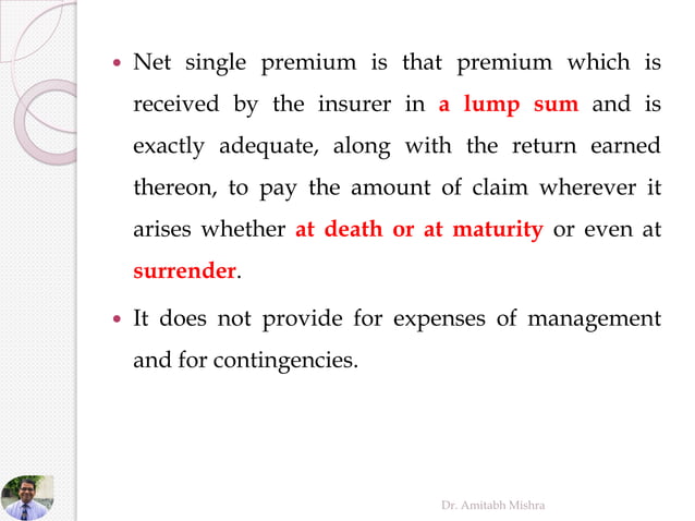 Calculation of premium in life insurance by Dr. Amitabh Mishra | PDF ...