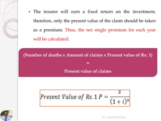 Calculation of premium in life insurance by Dr. Amitabh Mishra | PDF