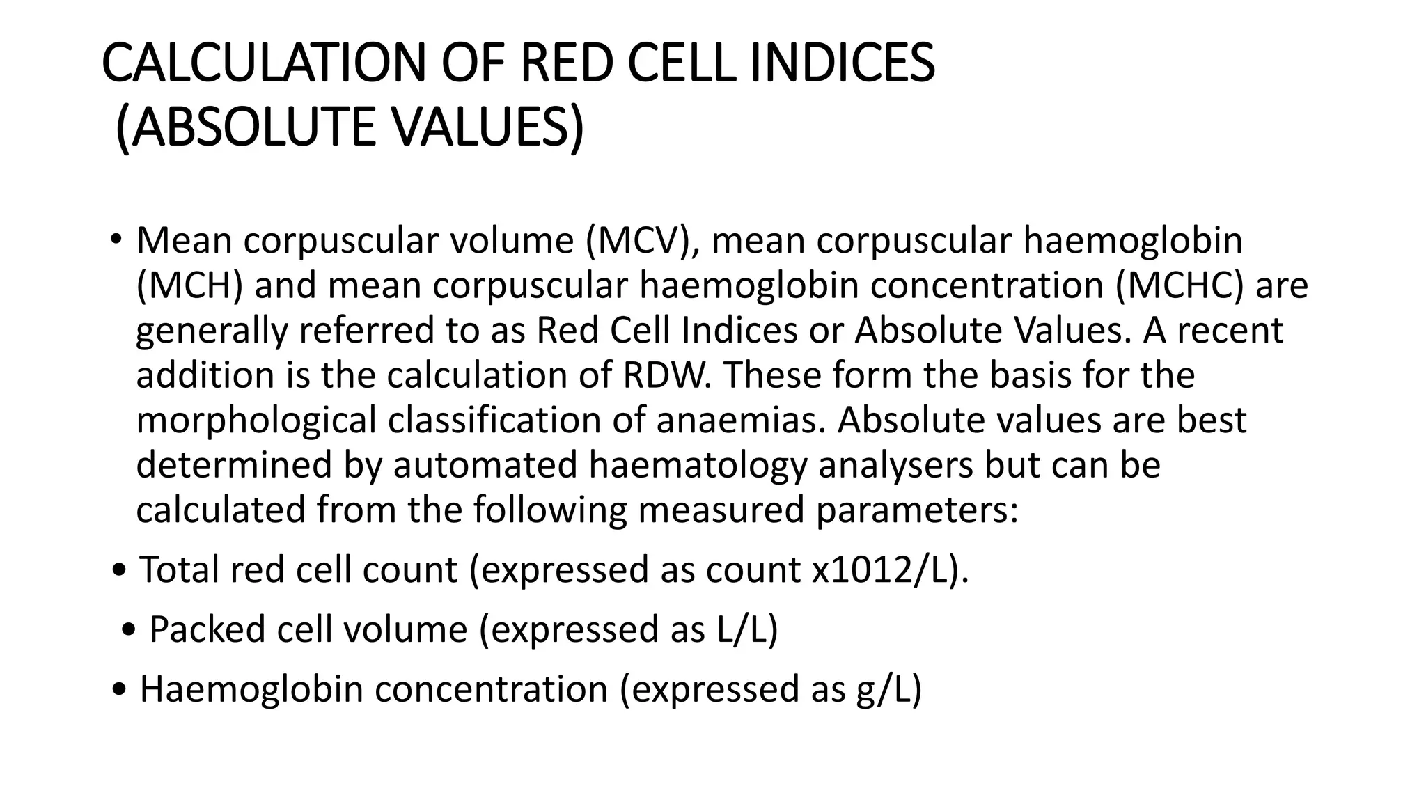 Calculation of red cell indices | PPTX