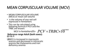 Calculation of red cell indices | PPTX