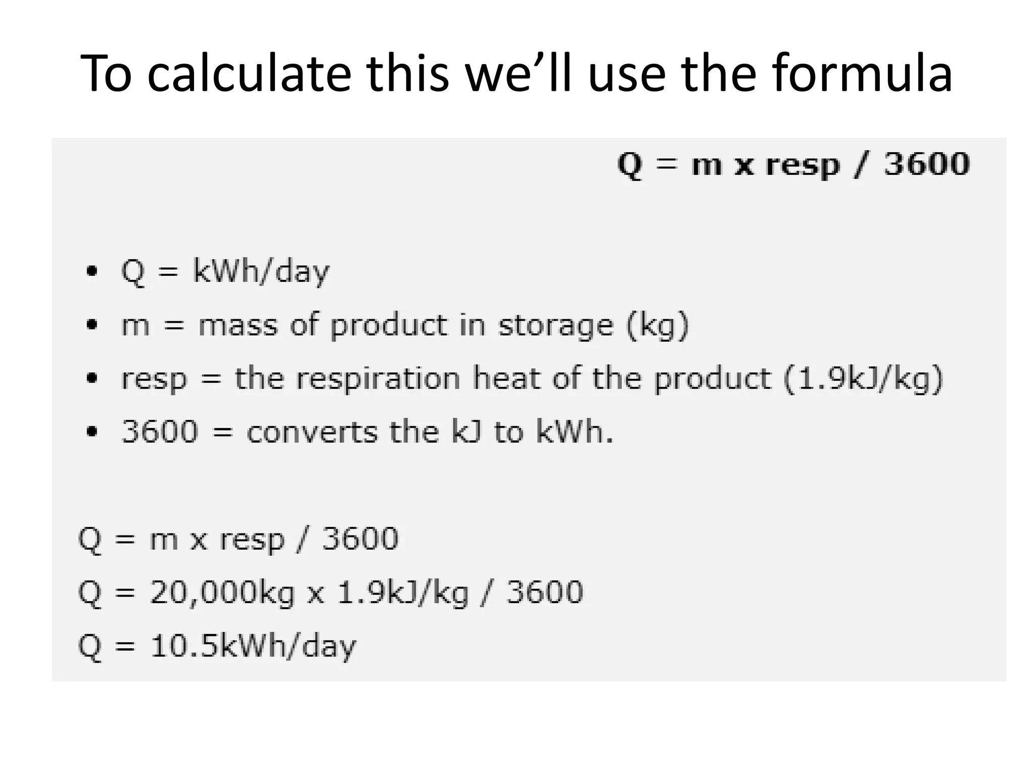 Calculation of refrigeration load | PDF