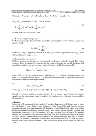 Calculation of solar radiation by using regression methods | PDF