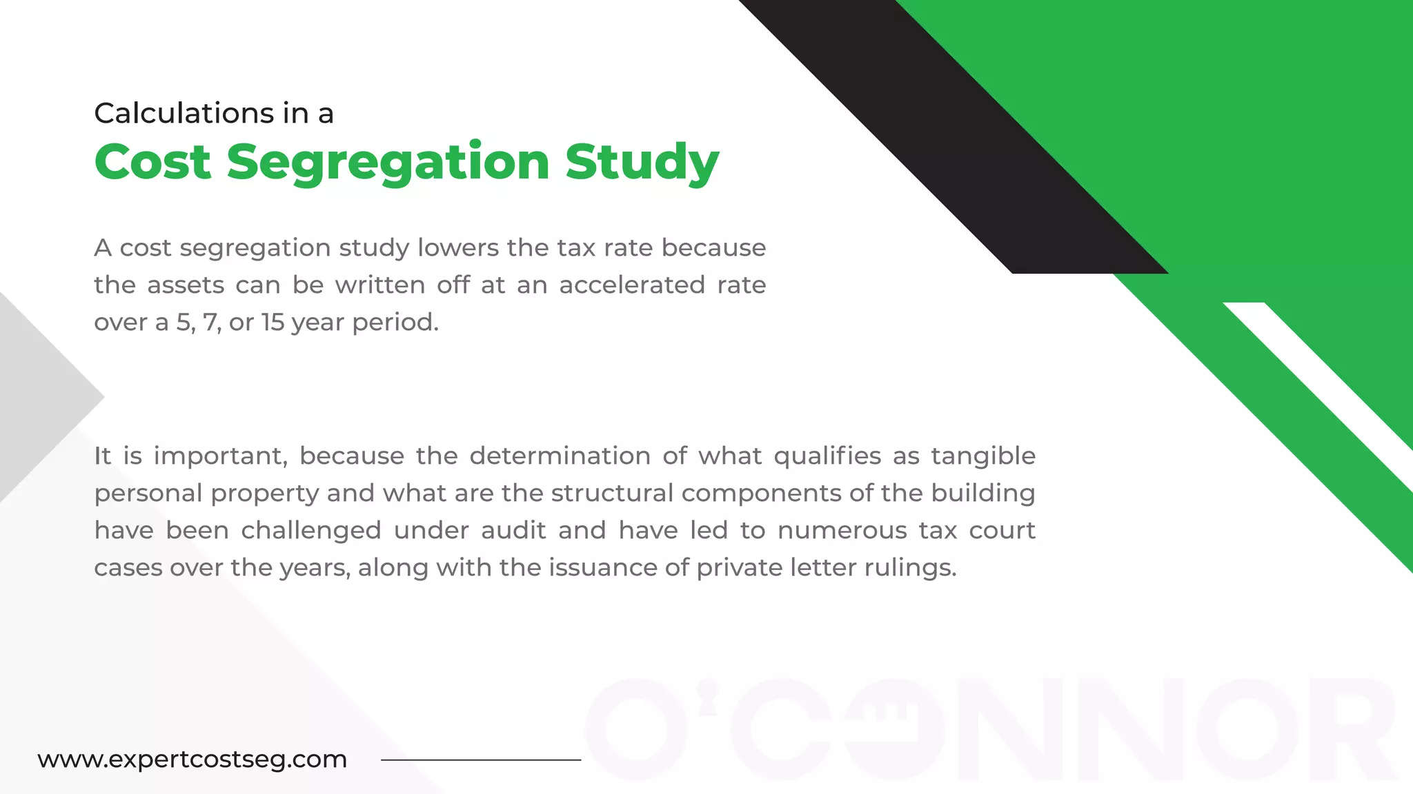 Calculations and processes in a cost segregation study | PPT
