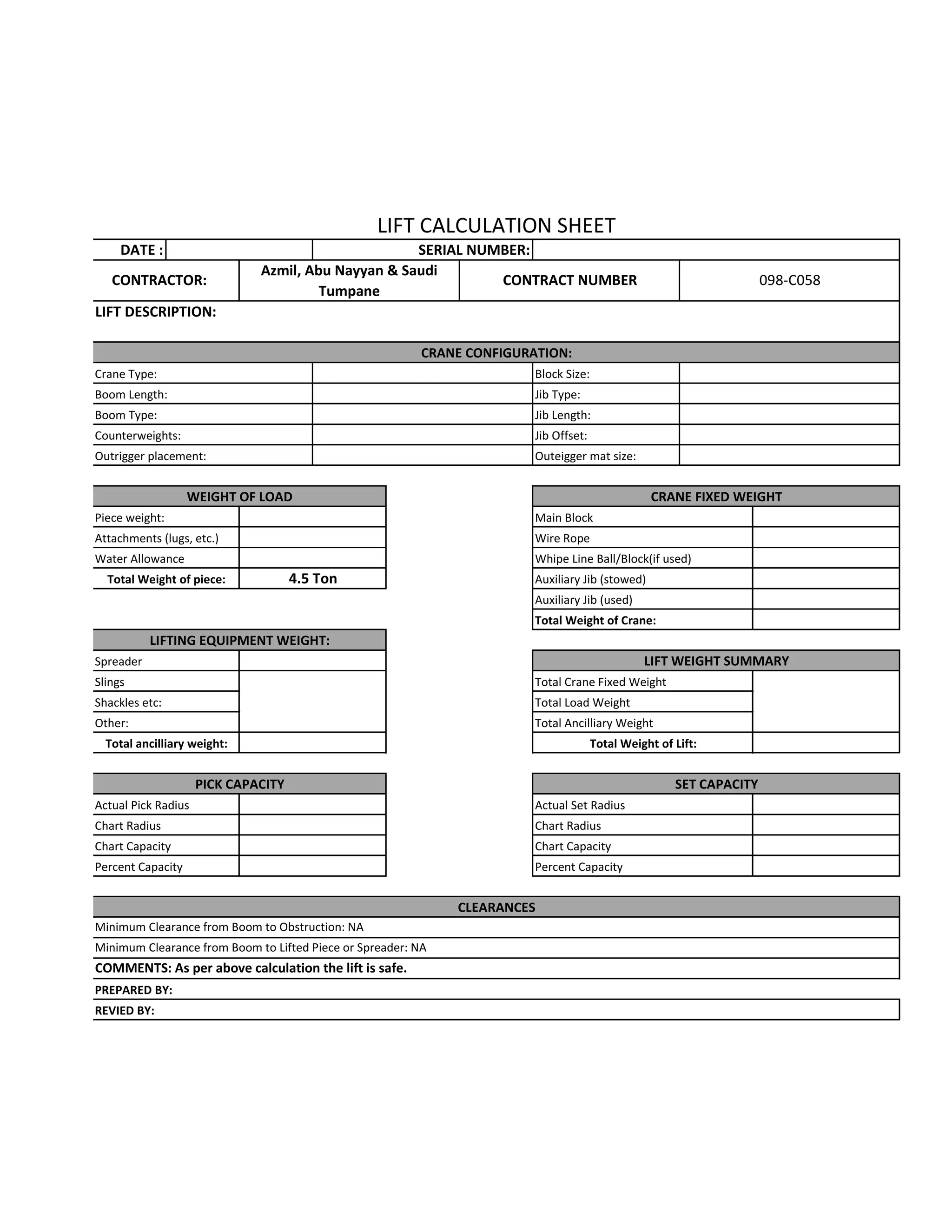 Calculation sheet crane | PDF