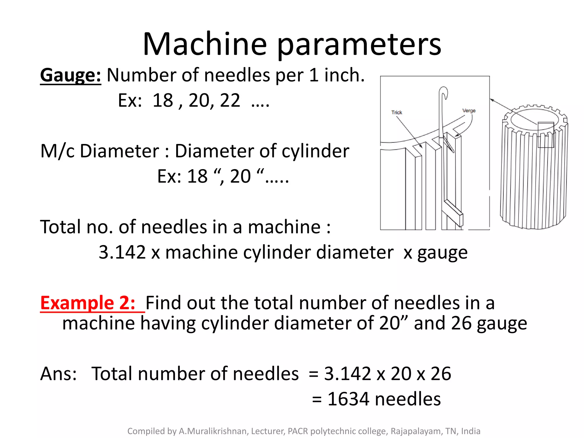 Calculations in weft knitting machines | PDF