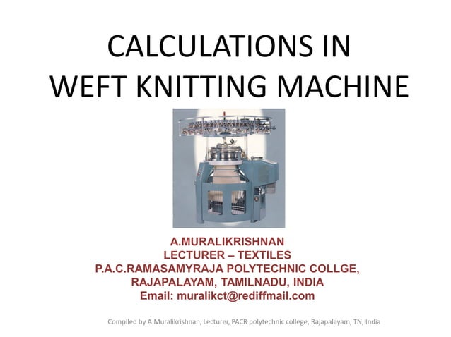 Calculations in weft knitting machines | PDF | Needlework | Arts and Crafts