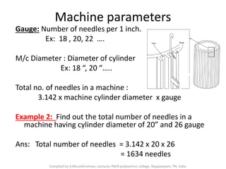 Calculations in weft knitting machines | PDF | Needlework | Arts and Crafts