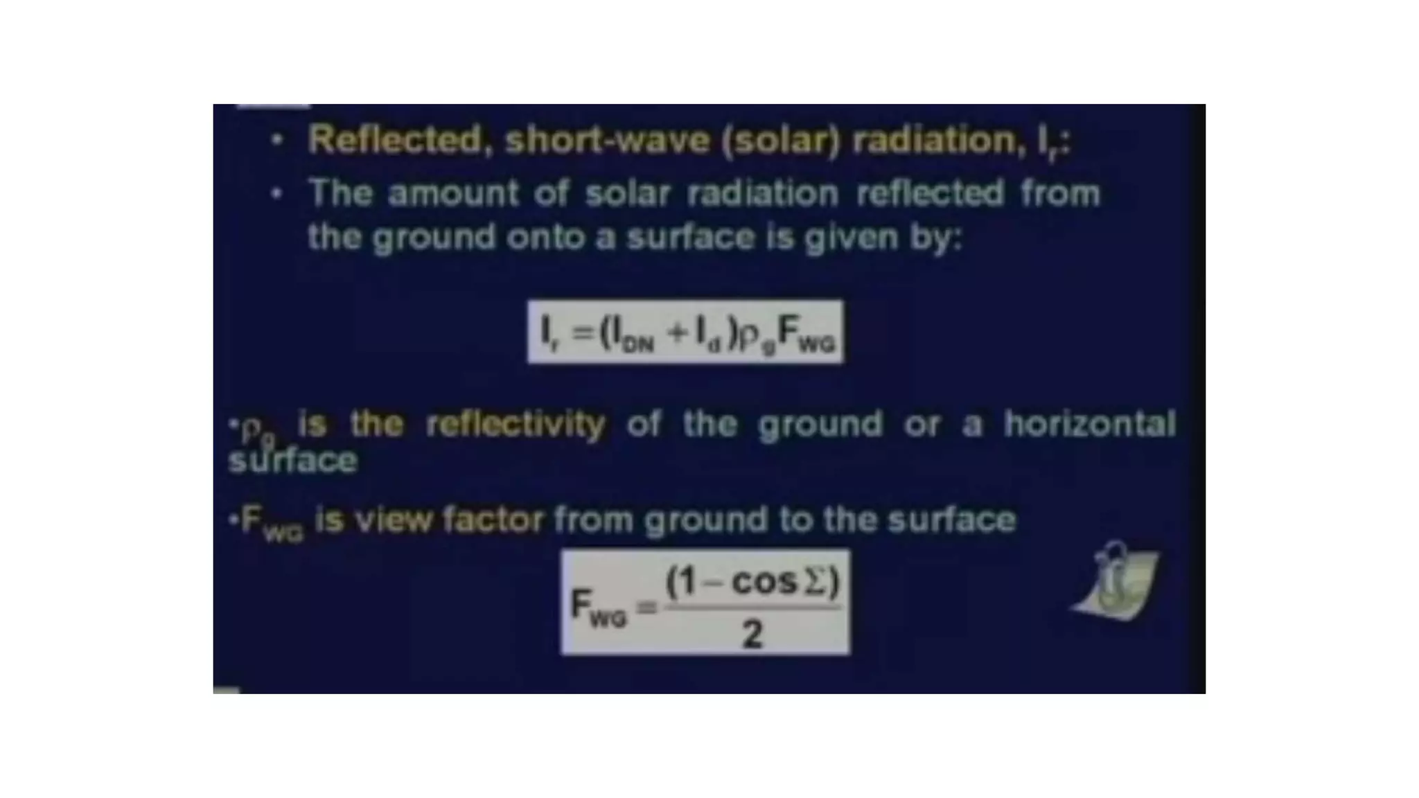 Calculations of incident radiation on different walls and roof of a ...