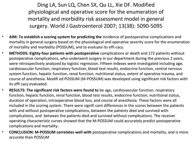 Calculations of risk scores | PPT | Digestive Disorders | Diseases and ...