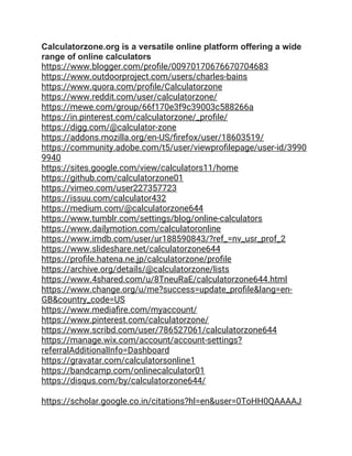 Calculatoraccess a variety of online calculators for all your needs | PDF