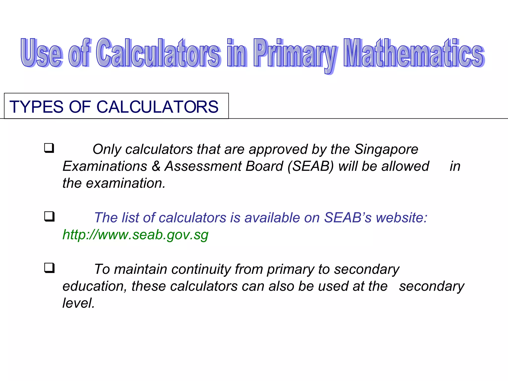 Calculator Information Kit - Bukit Panjang Primary Mathematics ...