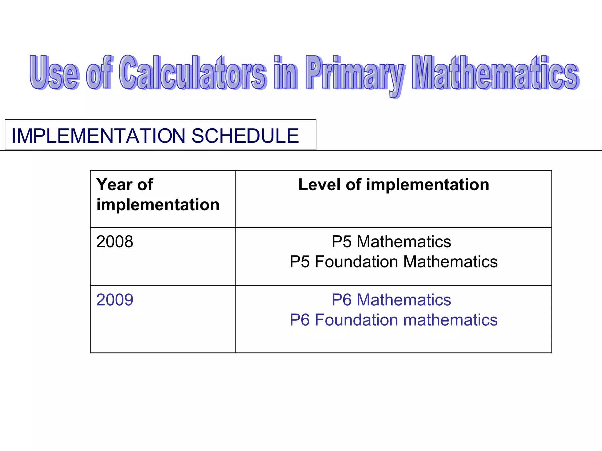 Calculator Information Kit - Bukit Panjang Primary Mathematics Curriculum | PPT