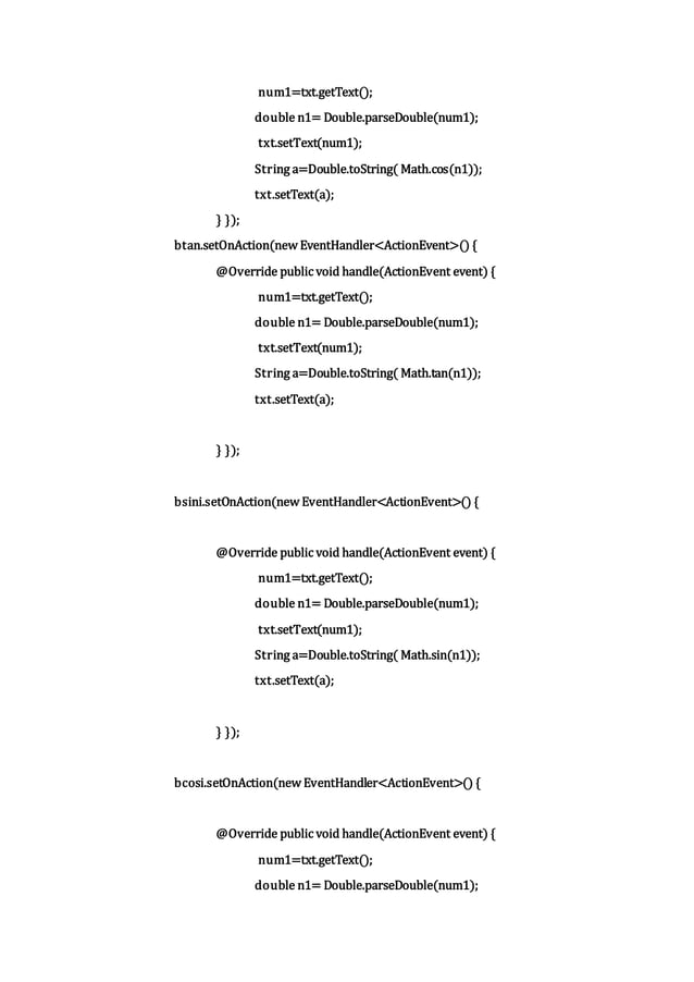 Calculator code with scientific functions in java | PDF