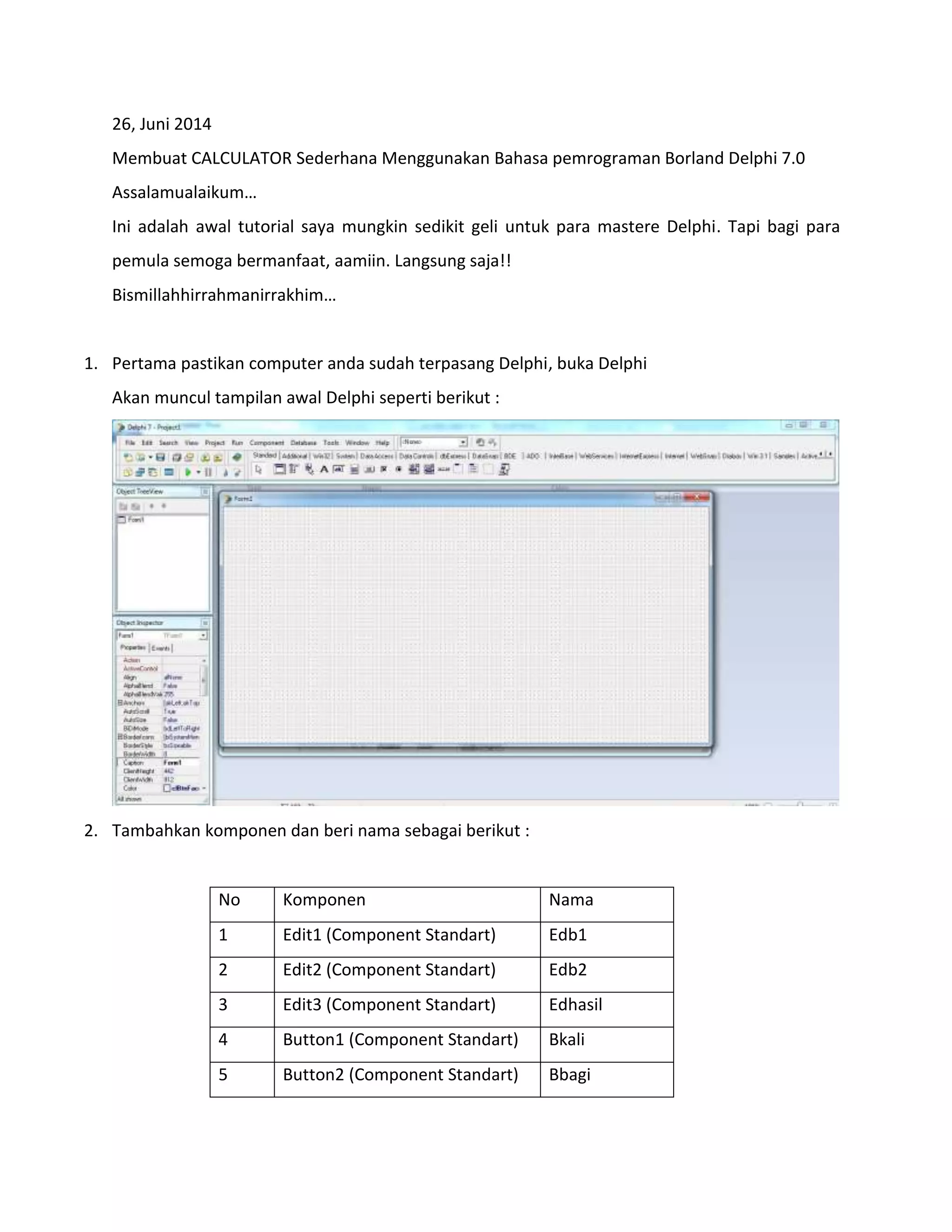 Calculator Sederhana Delphi | PDF