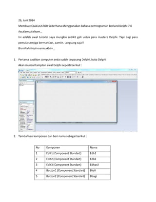 Calculator Sederhana Delphi | DOCX