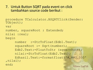 Calculator Sederhana Delphi | PPT