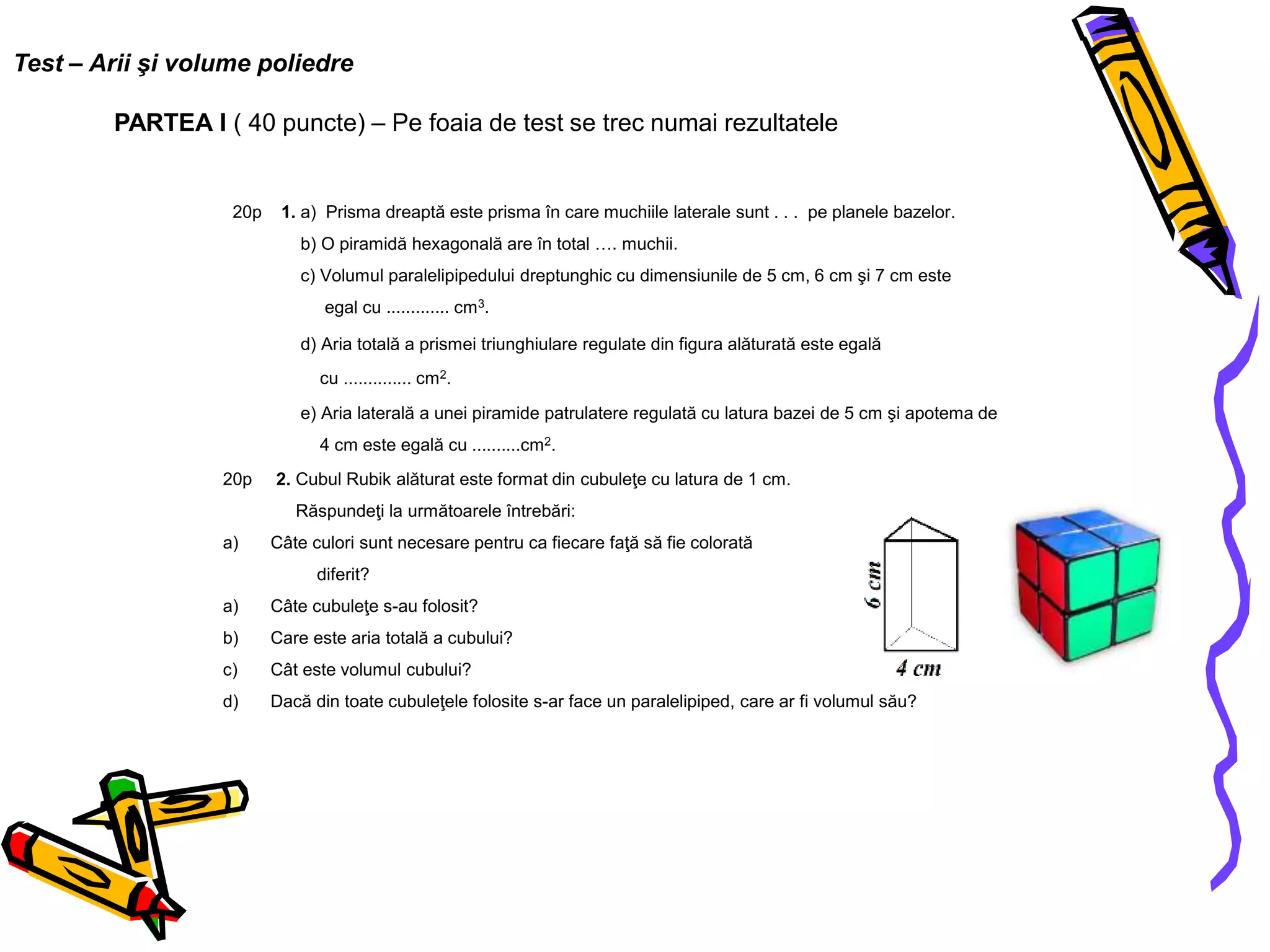 Calcul de arii si volume | PPTX