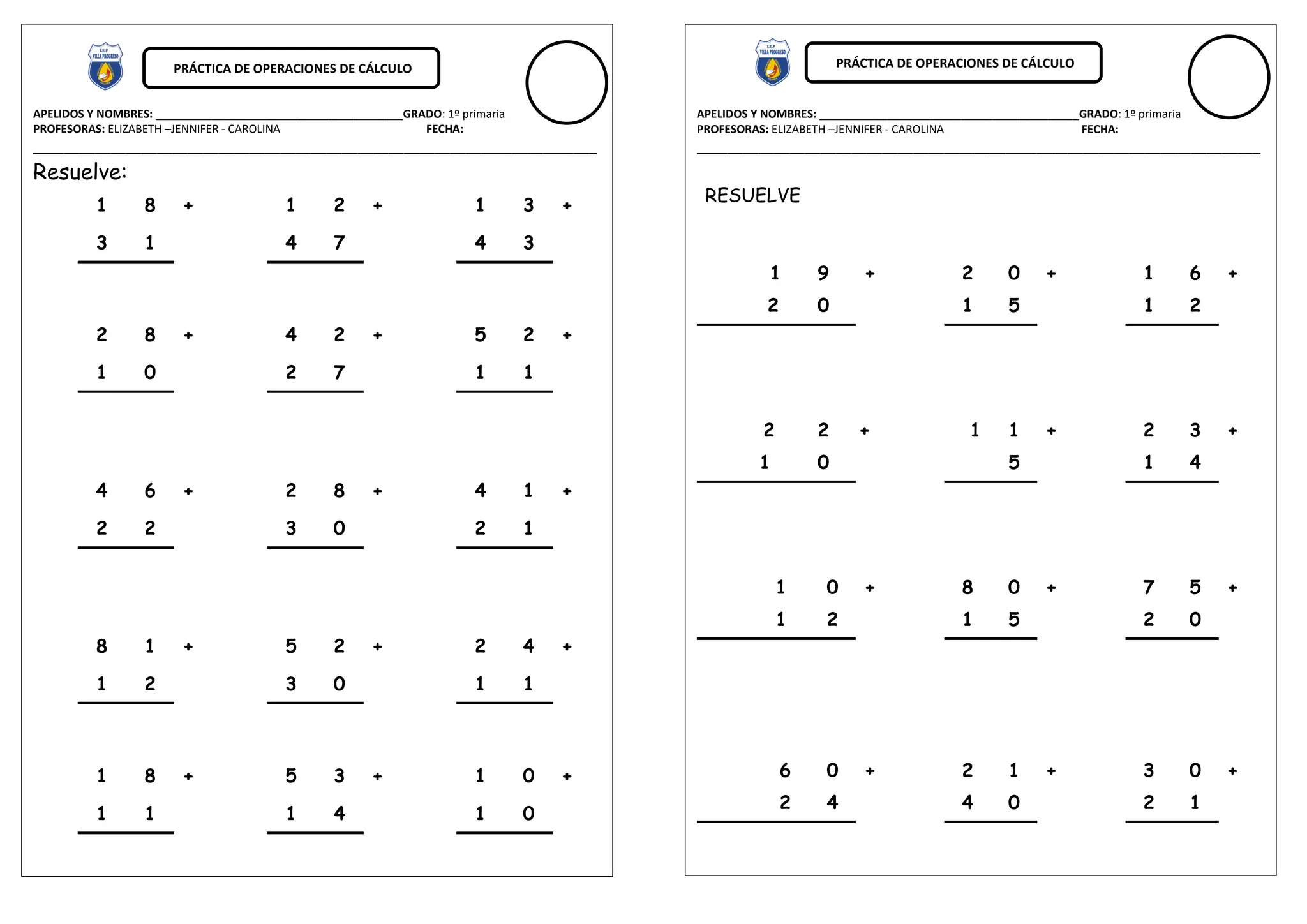 CALCULO 1ER GRADO NIVEL PRIMARIA RESTAS Y SUMAS | PPT