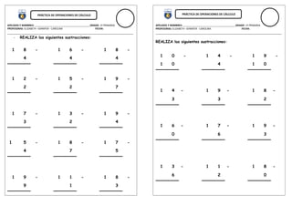 CALCULO 1ER GRADO NIVEL PRIMARIA RESTAS Y SUMAS | PDF