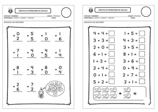 CALCULO 1ER GRADO NIVEL PRIMARIA RESTAS Y SUMAS | PDF