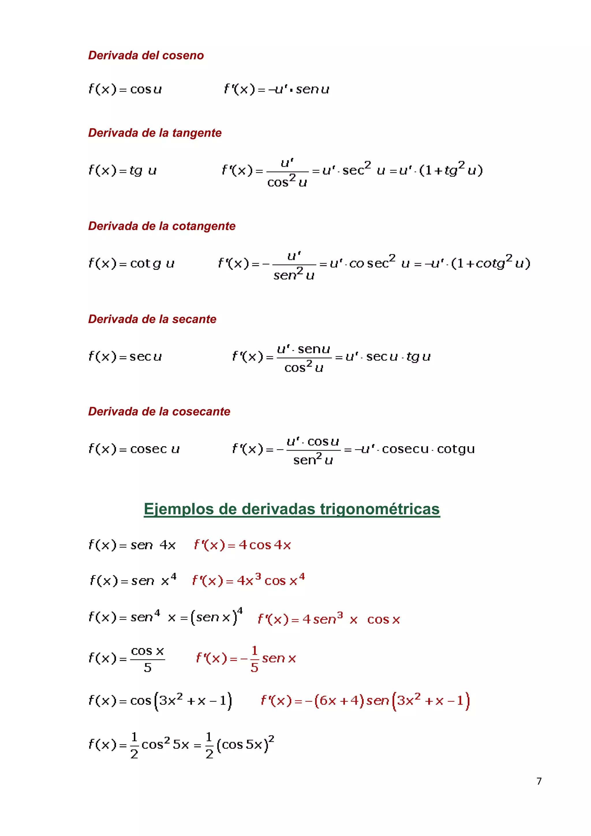 Calculo de derivadas | PDF