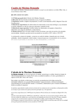 Calculo de la maxima demanda | DOCX