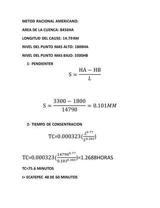 Calculo del gasto hidraulico | DOCX