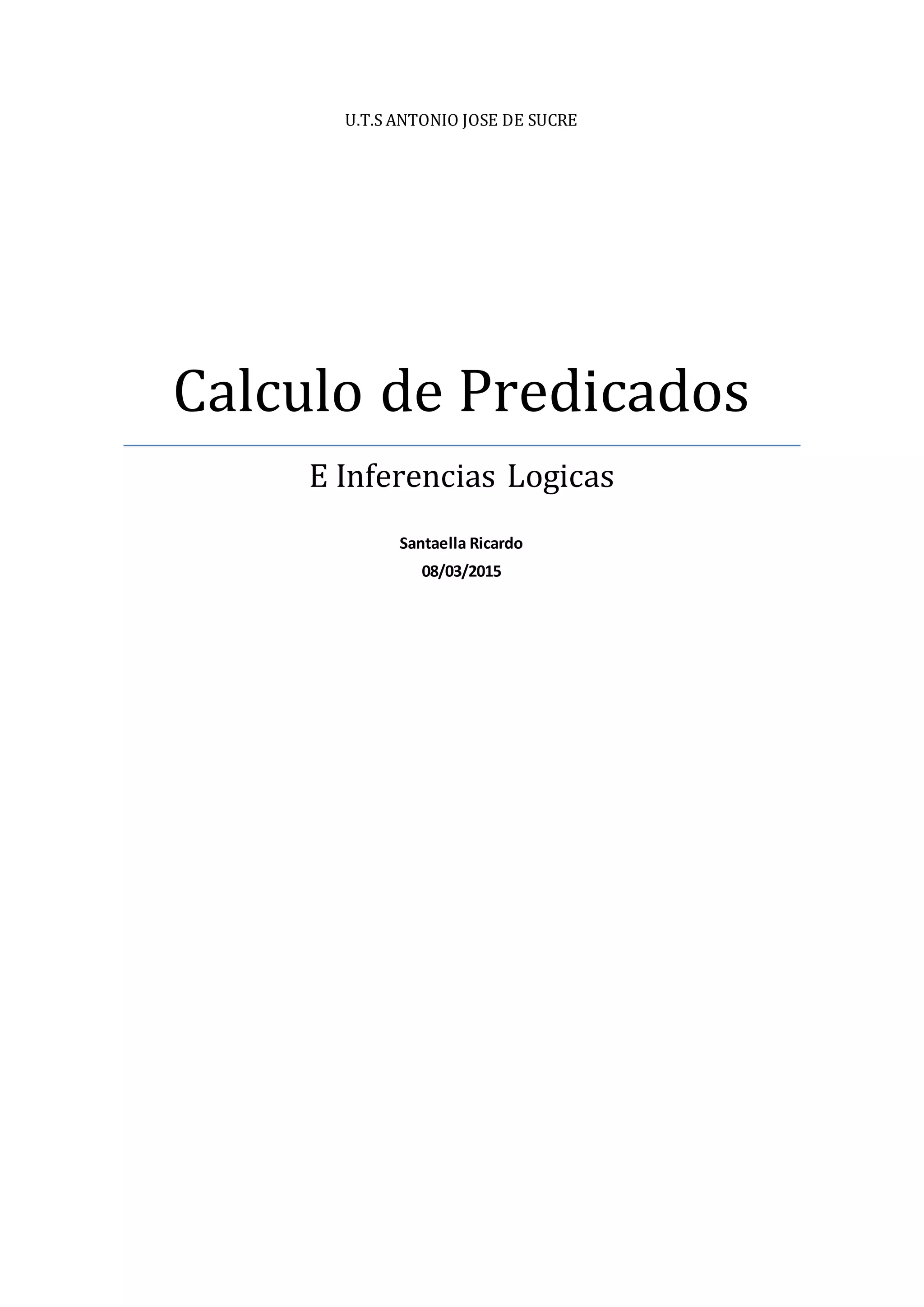 Calculo de predicados e inferencias logicas | PDF