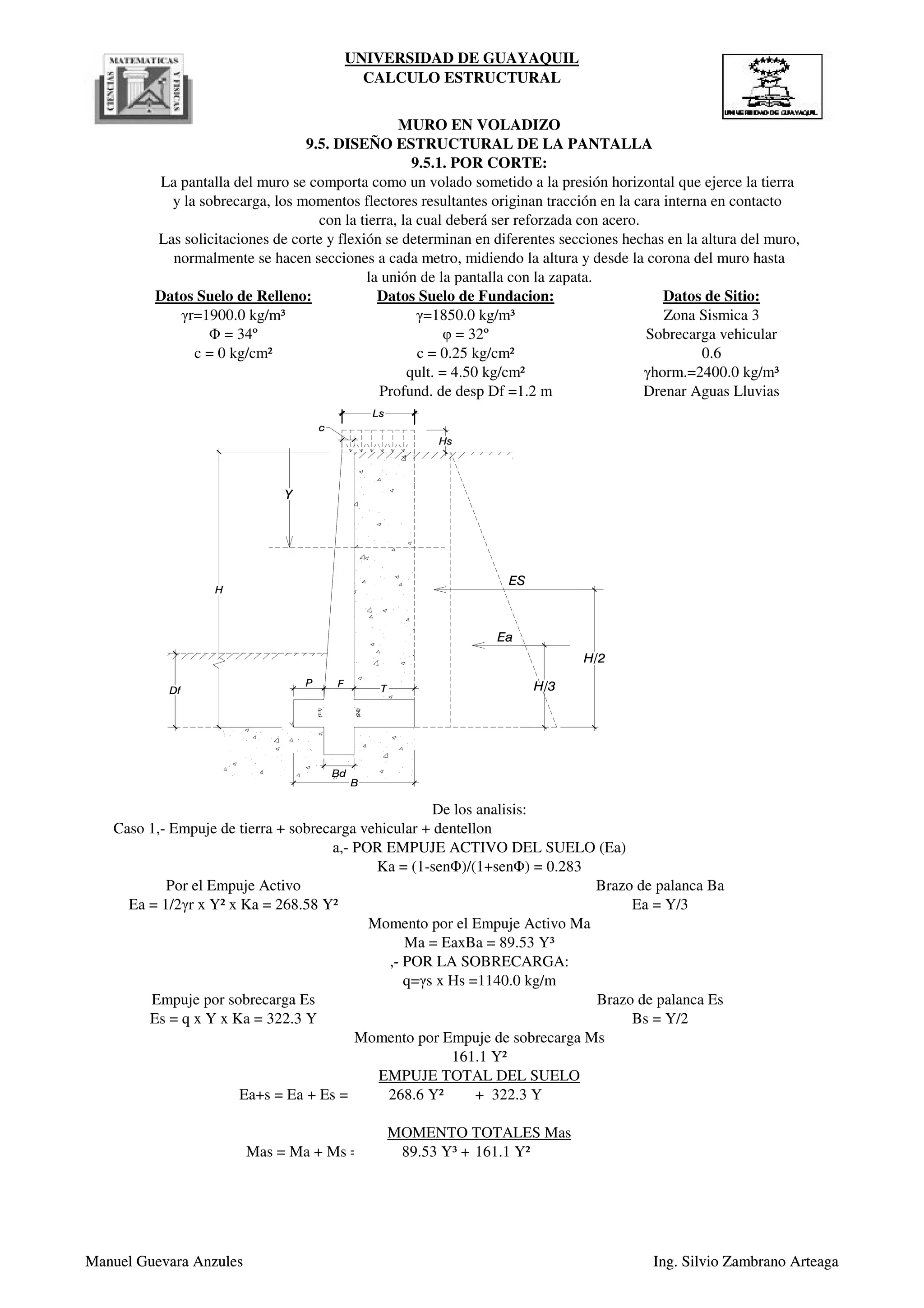 Calculo estructural de muros, cimentaciones, columnas y vigas | PDF