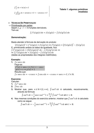 Calculo Integral - Conceito de primitiva e técnicas de primitivação | PDF