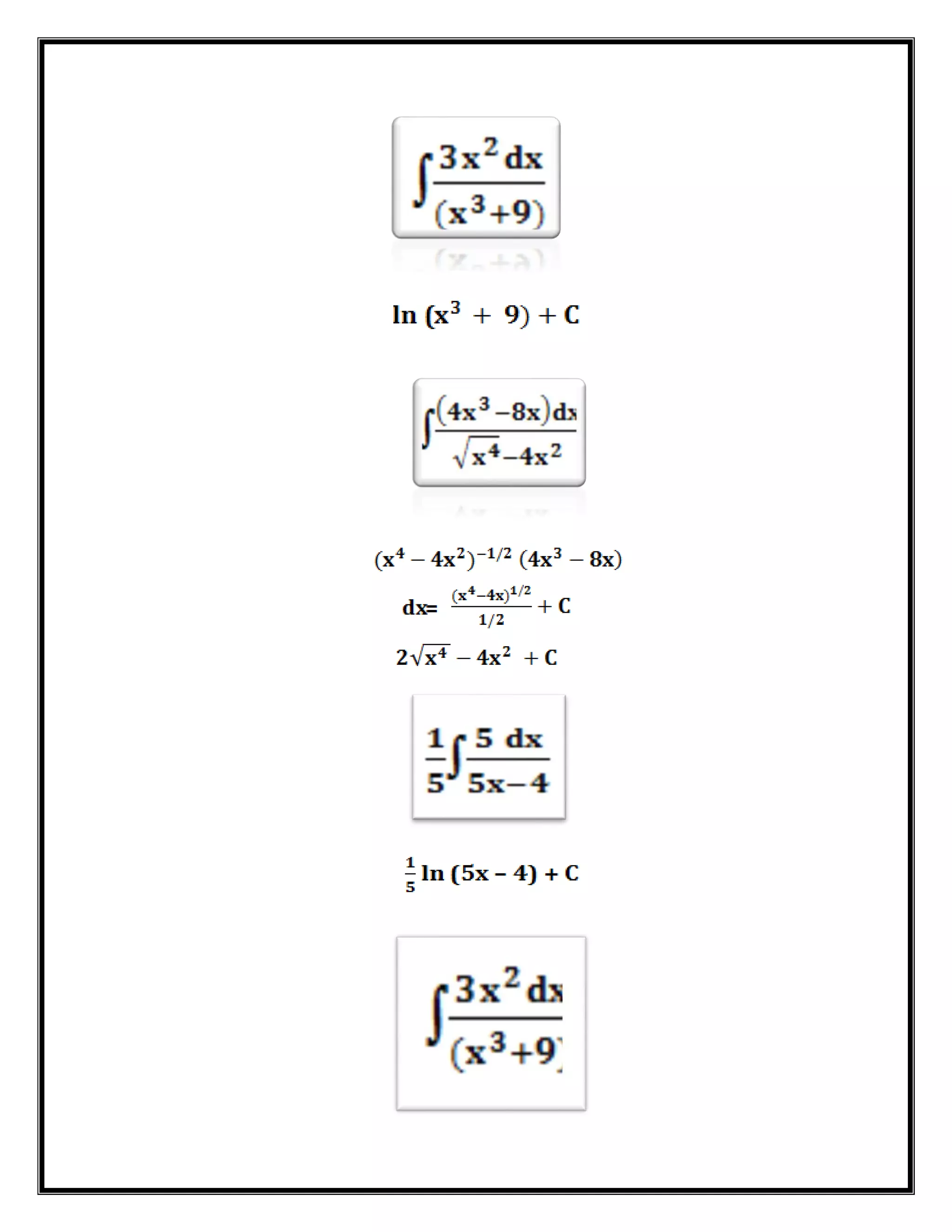 Calculo integral, formulas 1,2,3,4,5,6 | PDF