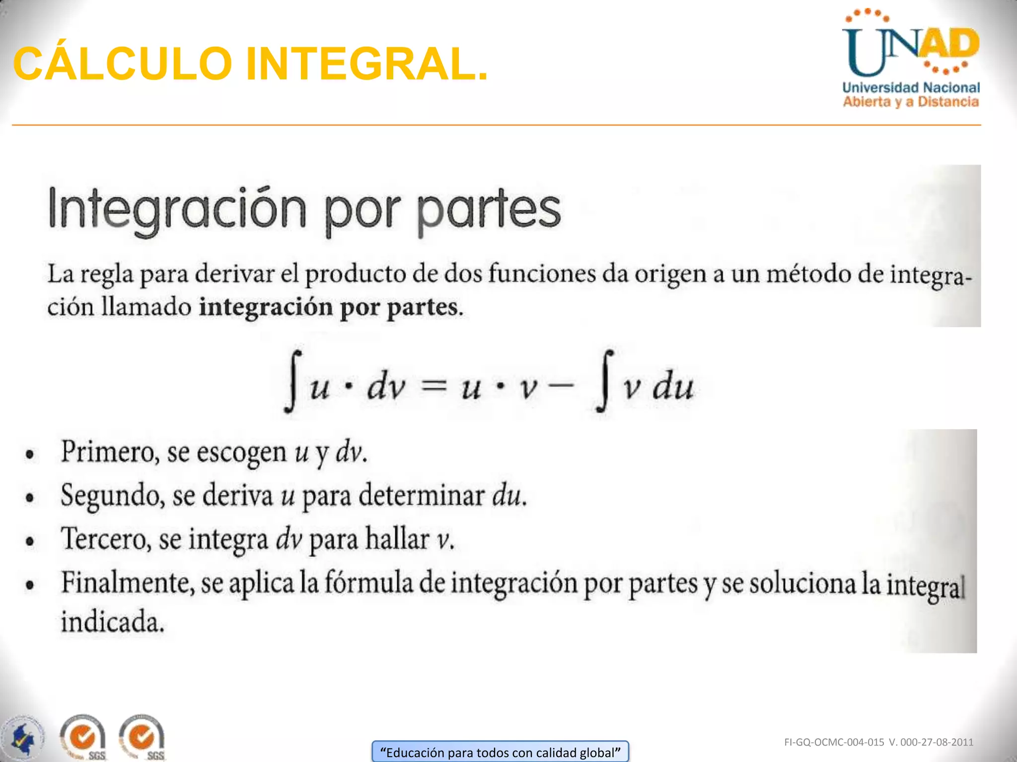 Calculo integral integracion por partes | PPT