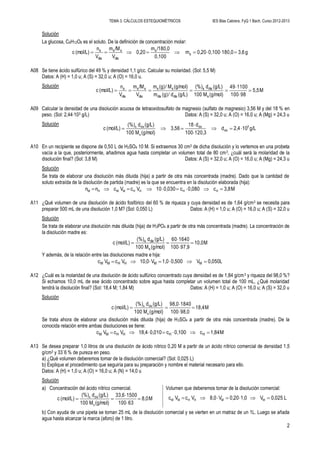 Calculos estequiometricos soluciones | PDF