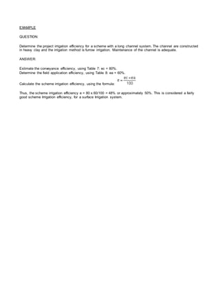 Calcultion method irrigation efficiency i | PDF