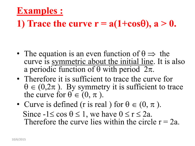 Tracing Of Curve Cartesian And Polar Pptx