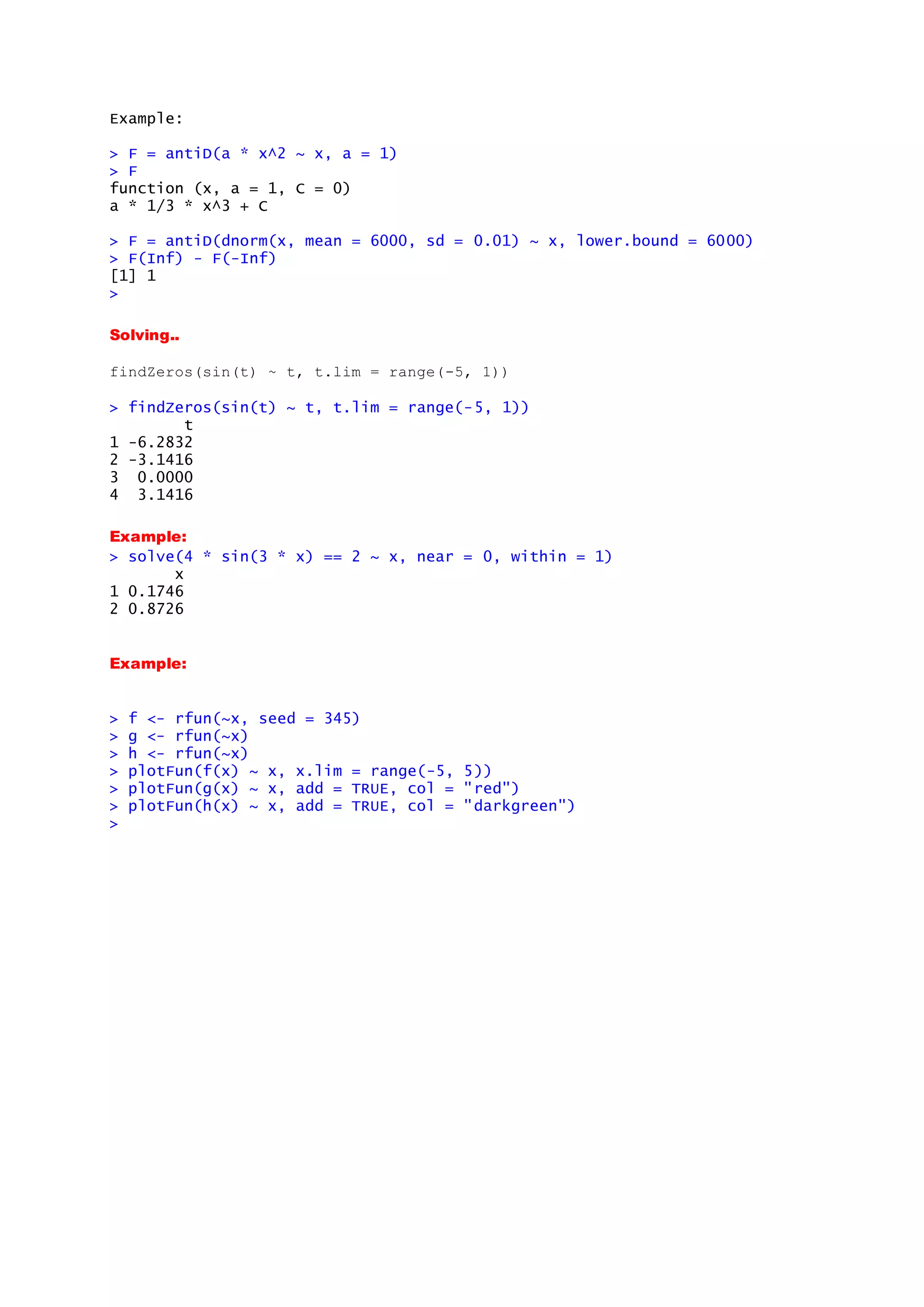 Basic Calculus in R. | DOCX