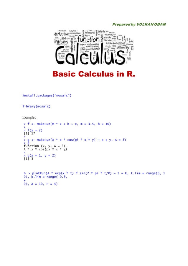 Basic Calculus in R. | DOCX | Physics | Science