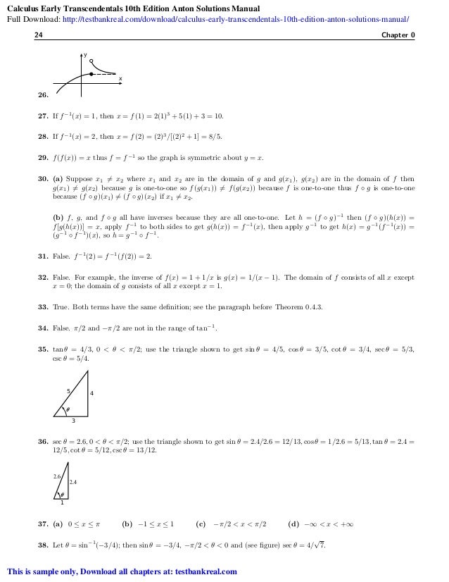 Calculus Early Transcendentals 10th Edition Anton Solutions Manual
