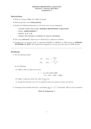 Calculus Task 1 | PDF