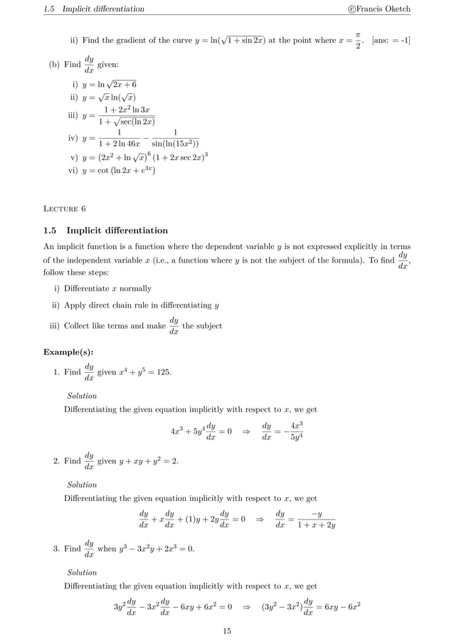 Differential Calculus Pdf