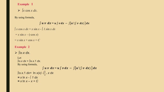 Integration By Parts And By Partial Fractions Pptx Physics Science
