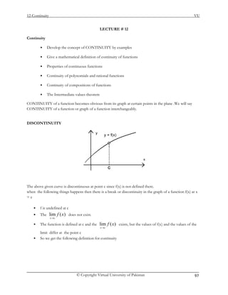 mth101 handouts lecture 1 - 45 | PDF