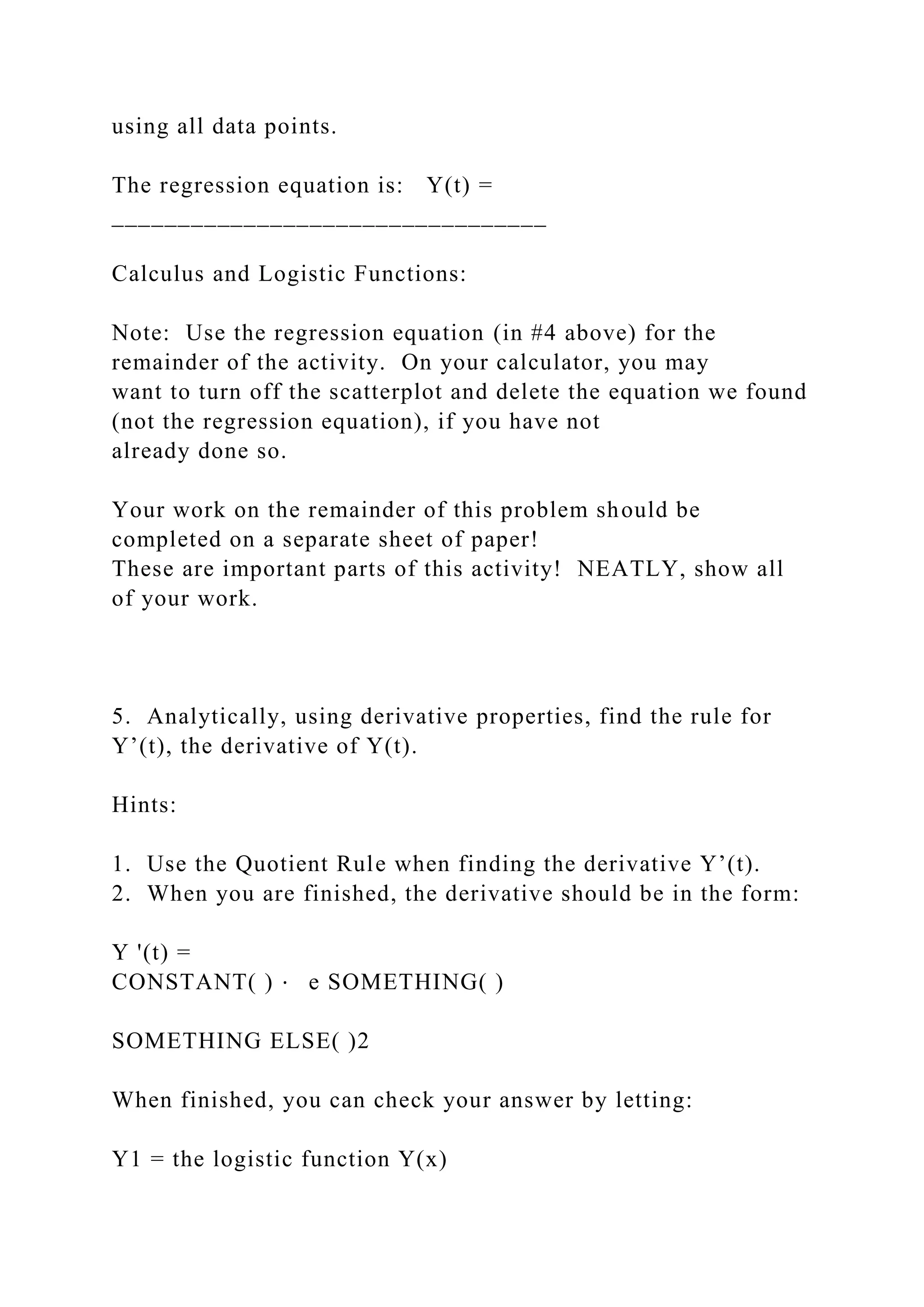 Calculus Application Problem 3 Name Docx