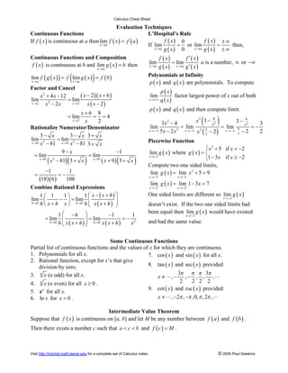 Calculus Cheat Sheet All | PDF
