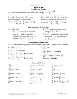 Calculus Cheat Sheet All | PDF