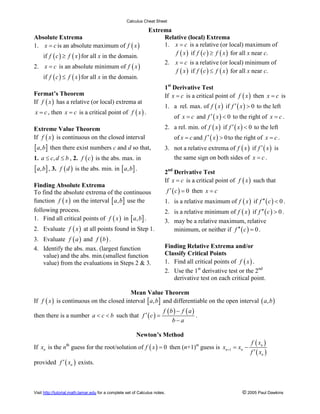 Calculus Cheat Sheet All | PDF