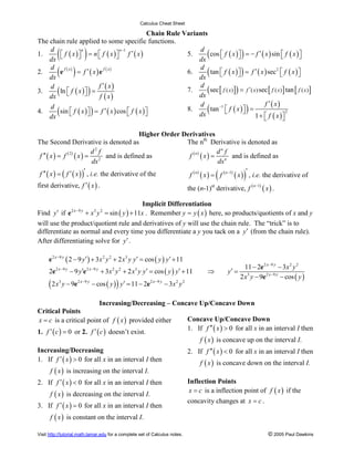 Calculus 2 Cheat Sheet