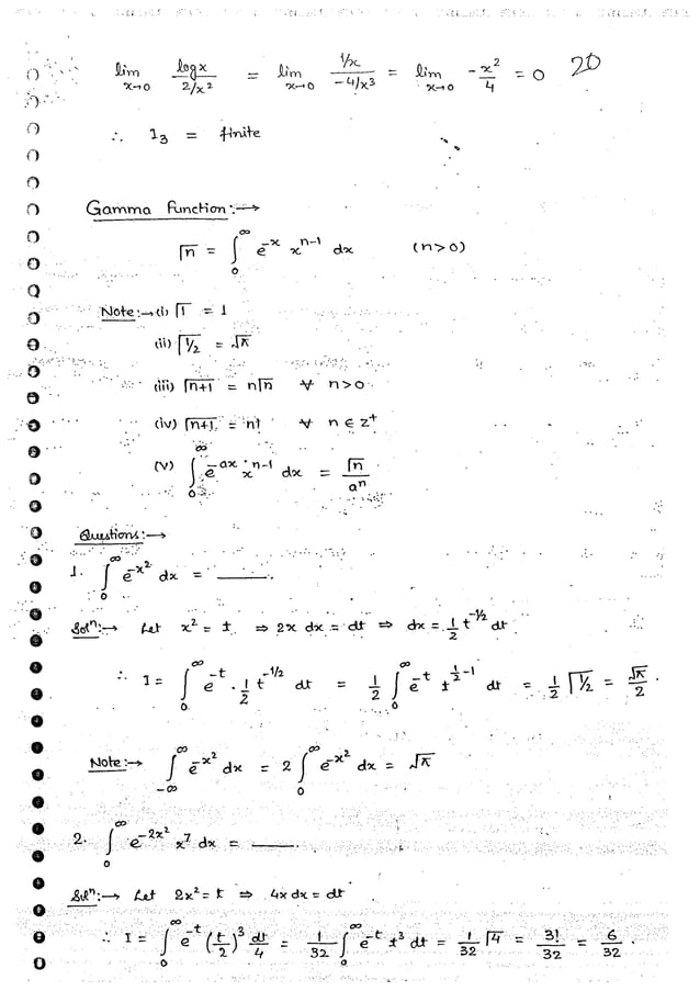 Mathematical Calculus hand written notes | PDF